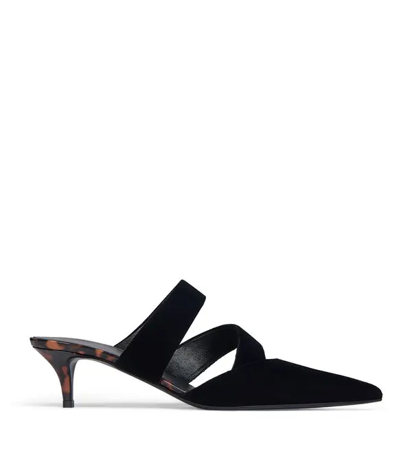 Balmain Velvet Heeled Mules 45 - Black