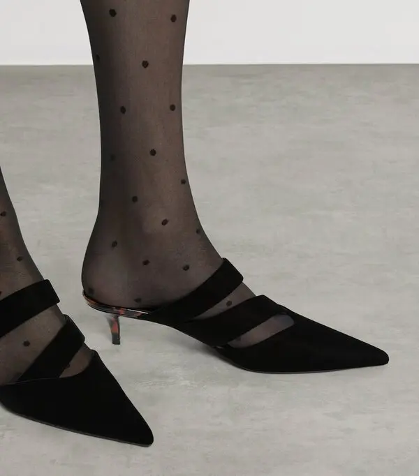 Balmain Velvet Heeled Mules 45