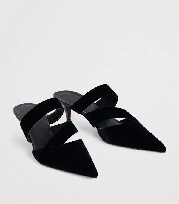 Balmain Velvet Heeled Mules 45