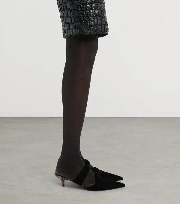 Balmain Velvet Heeled Mules 45