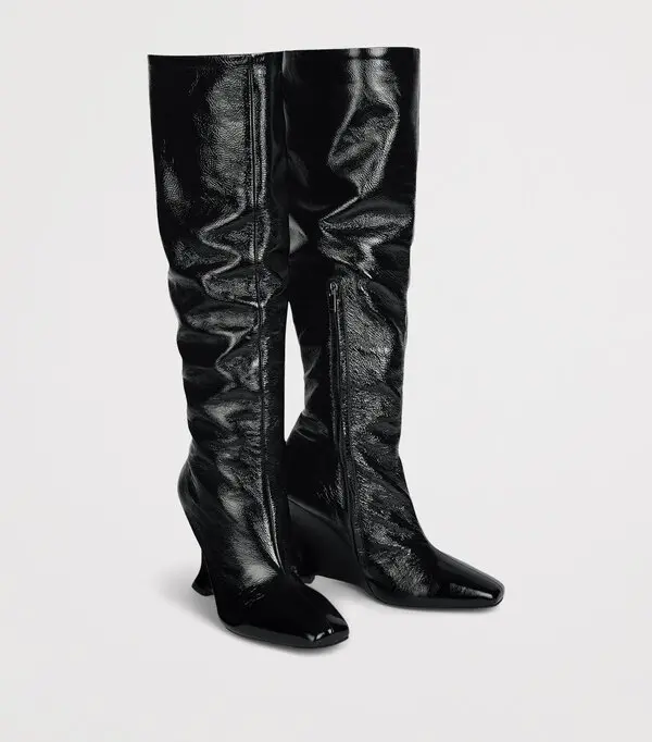 Balmain Leather Wedge Ankle Boots