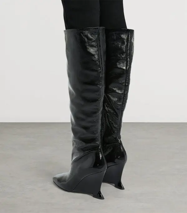 Balmain Leather Wedge Ankle Boots