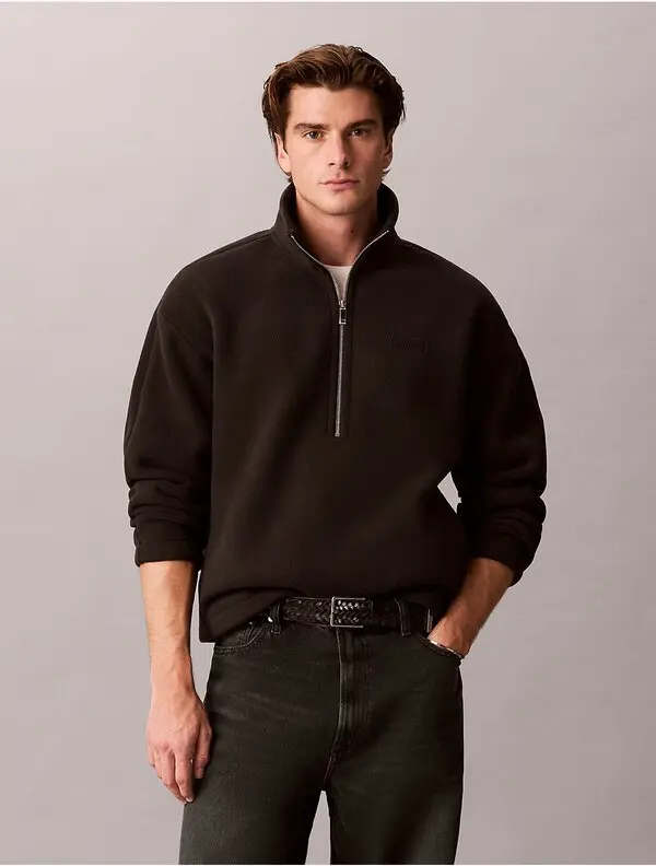 Calvin Klein Fleece Quarter Zip Pullover - Black