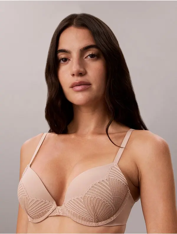 Calvin Klein Perfectly Fit Lace Push Up Plunge Bra - Cedar
