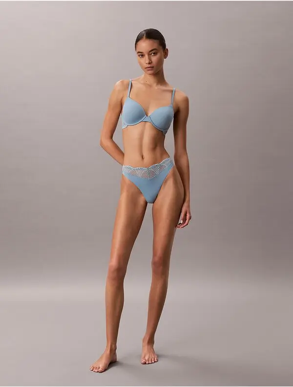 Calvin Klein Perfectly Fit Lace Perfect Coverage Bra - Blue Cloud