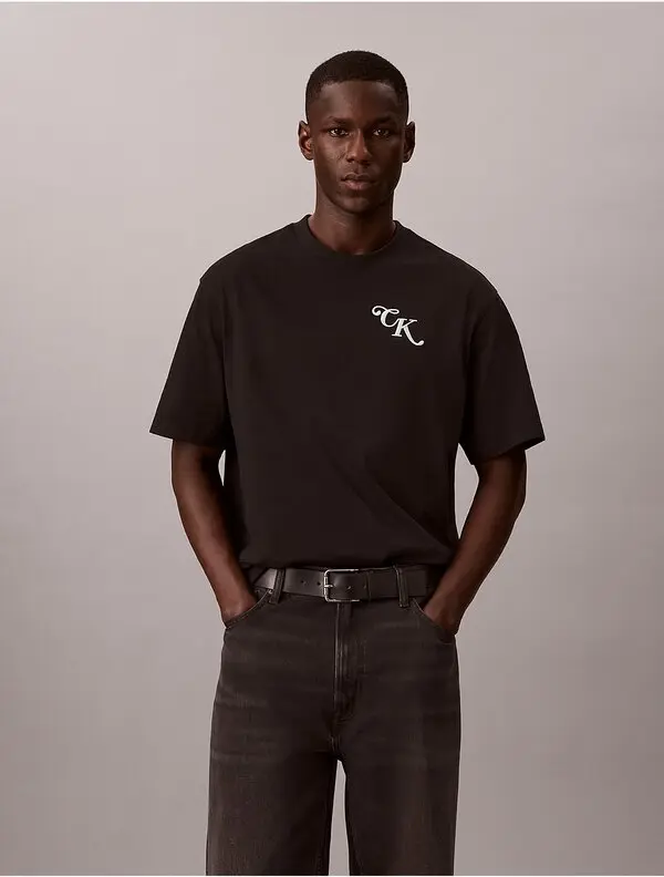 Calvin Klein Relaxed Block Script Logo Tee - Black