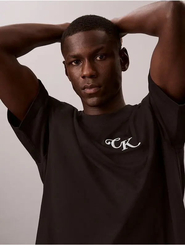 Calvin Klein Relaxed Block Script Logo Tee - Black