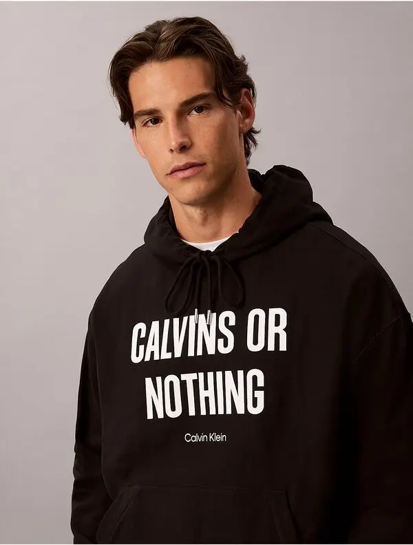 Calvin Klein Terry Calvins Or Nothing Graphic Relaxed Hoodie