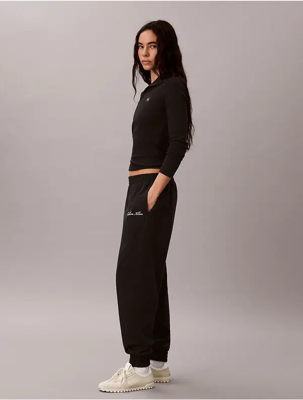 Calvin Klein Logo Cotton Jersey Sleep Sweatpants - Black