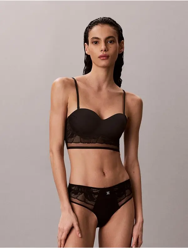 Calvin Klein Geo Lace Push-up Balconette Bra - Black