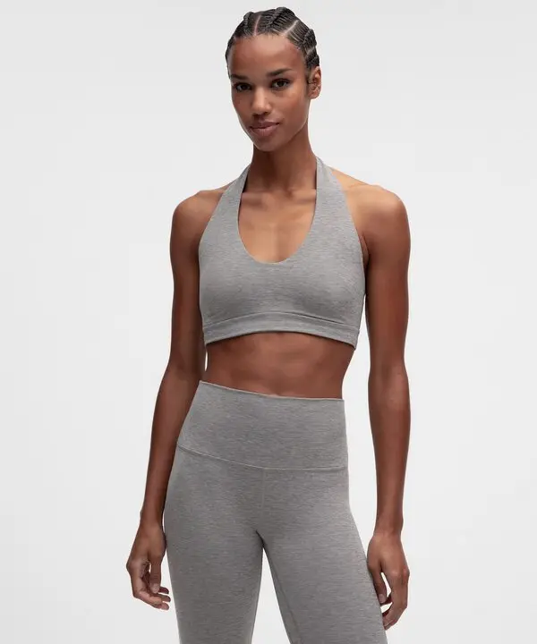 Lululemon Focuser Halter Bra - Heathered Core Medium Grey