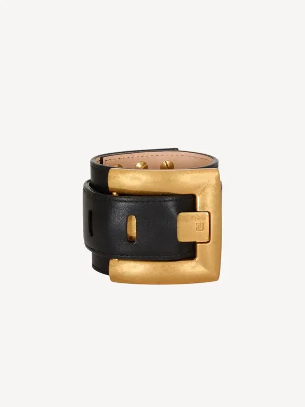 Balmain Anthem Smooth Leather Bracelet - Black