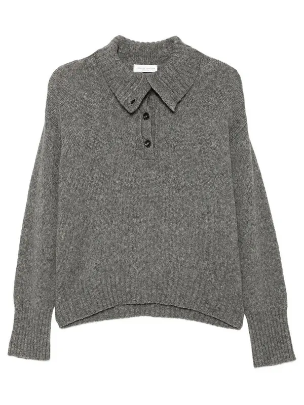 ROBERTO COLLINA Sweater With Buttoned Collar - Grey