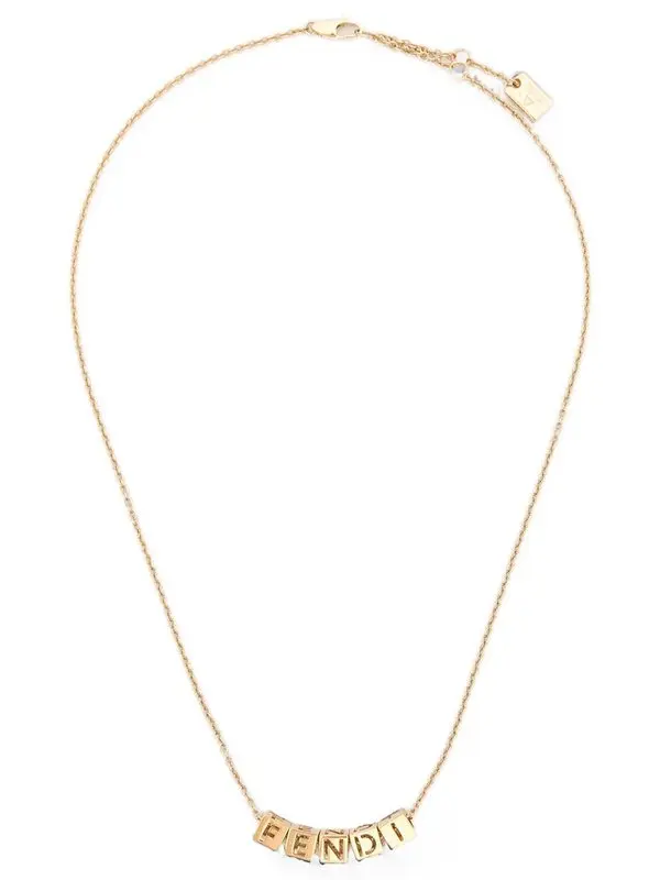 Fendi Faces Necklace In Gold Metal - Metallic