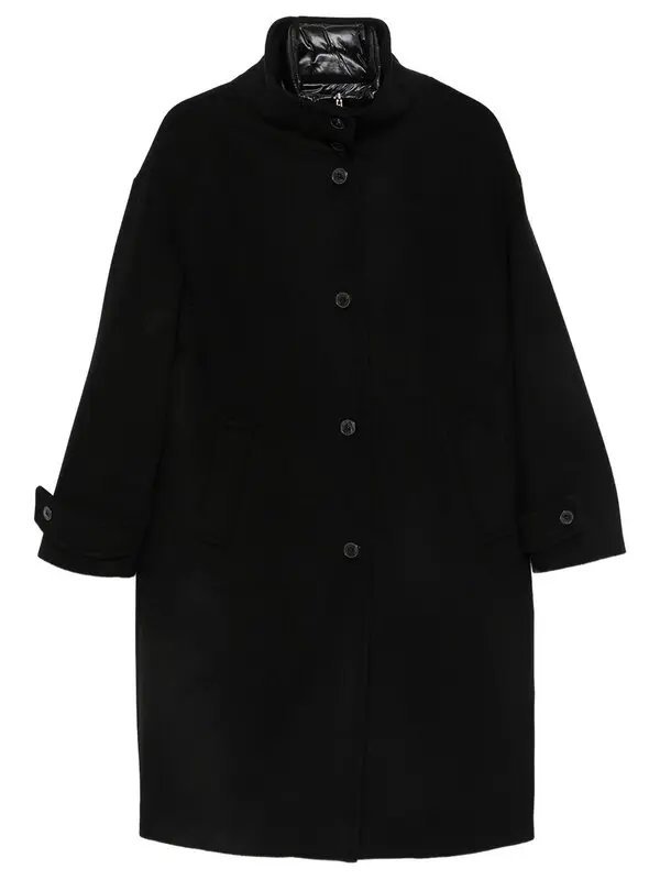 Herno Wool Coat With Padding Lining - Black