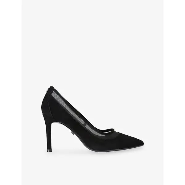 Carvela Positano Mesh-panel Suede Heeled Courts - Black