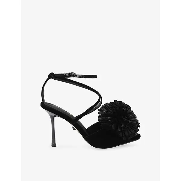 Kurt Geiger Pom Velvet Heeled Sandals - Black