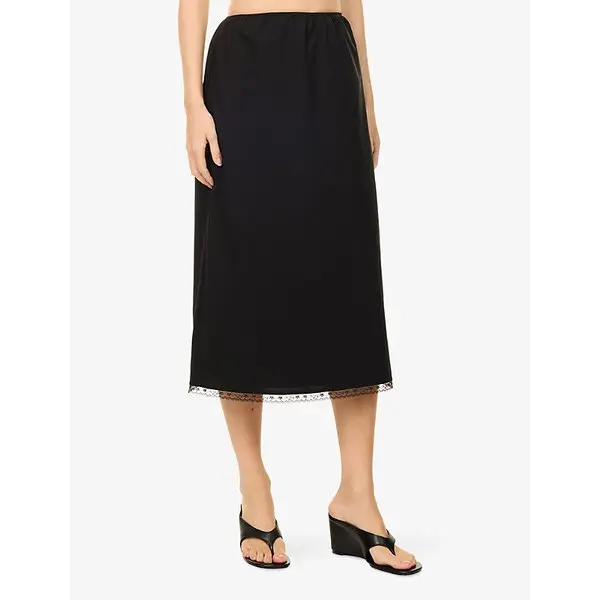 Dissh Rosin Lace Trim Cotton-blend Midi Skirt