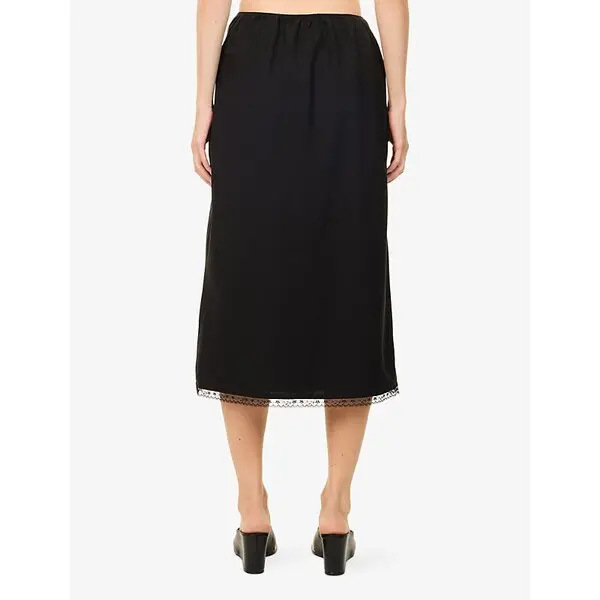 Dissh Rosin Lace Trim Cotton-blend Midi Skirt