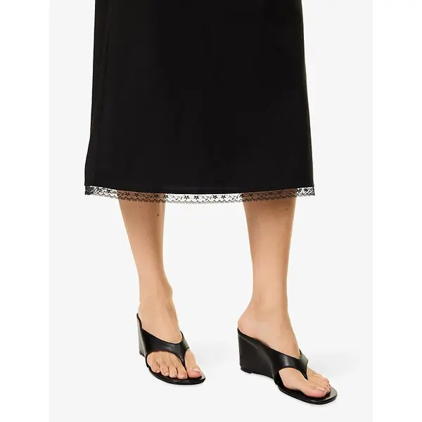 Dissh Rosin Lace Trim Cotton-blend Midi Skirt
