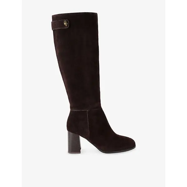 Kurt Geiger Stride 90 Heeled Suede Knee-high Boots - Dark Brown