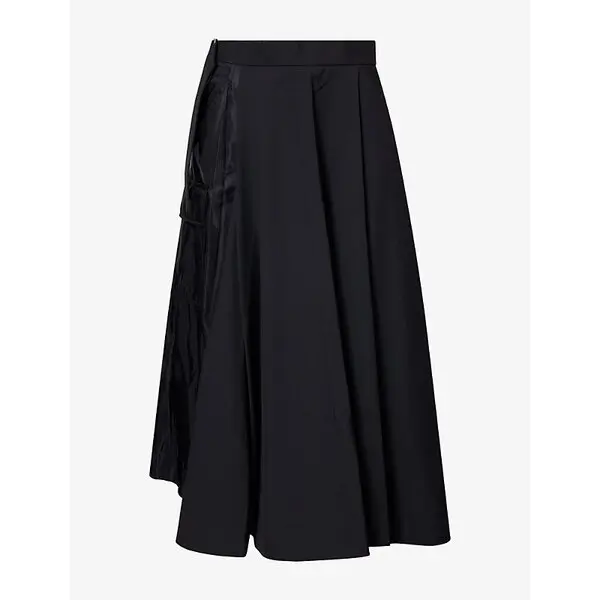 Sacai Suiting Panelled Woven Midi Skirt - Black