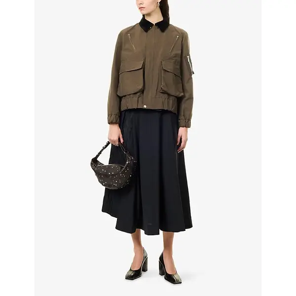 Sacai Suiting Panelled Woven Midi Skirt