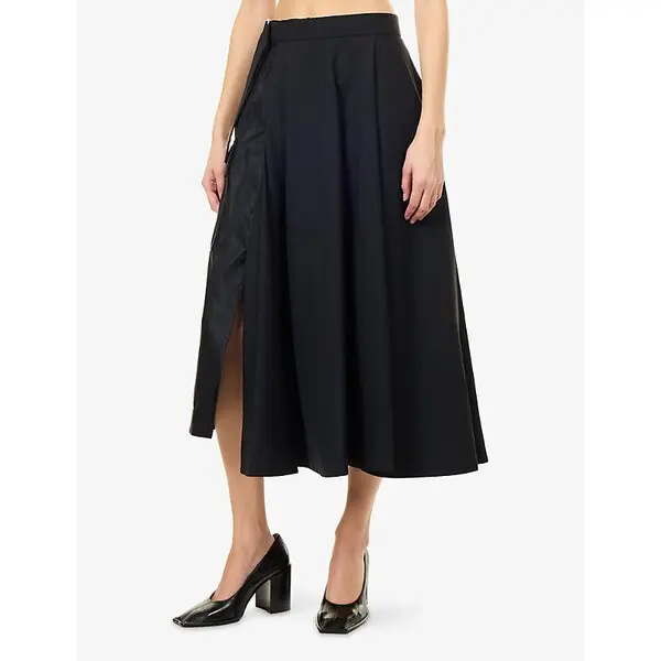 Sacai Suiting Panelled Woven Midi Skirt