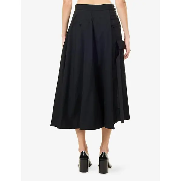 Sacai Suiting Panelled Woven Midi Skirt