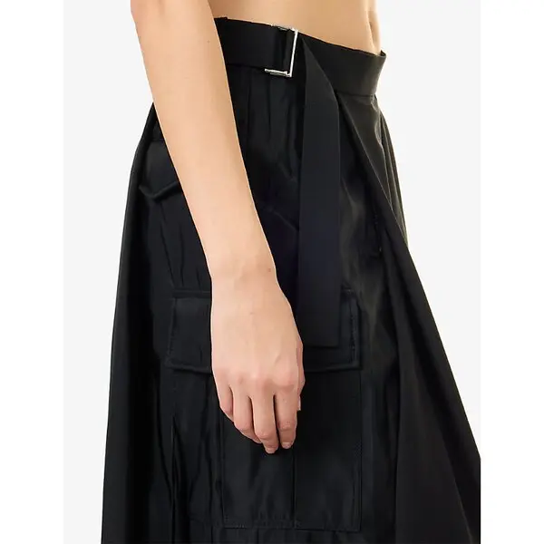Sacai Suiting Panelled Woven Midi Skirt