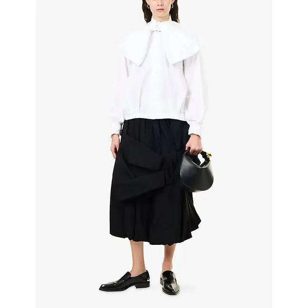 Noir Kei Ninomiya Oversized-bow Stand-collar Woven Shirt