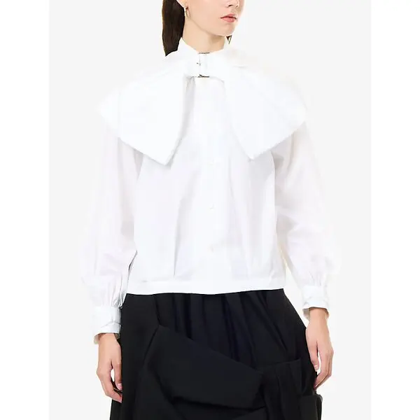 Noir Kei Ninomiya Oversized-bow Stand-collar Woven Shirt