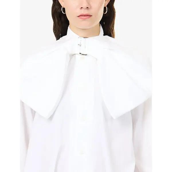 Noir Kei Ninomiya Oversized-bow Stand-collar Woven Shirt