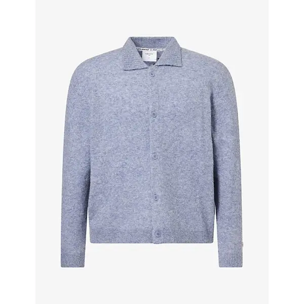 PERCIVAL Archive Ribbed-trim Wool-blend Cardigan - Heather Blue
