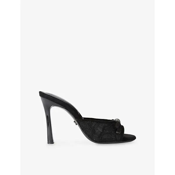 Carvela Isabella Lace Heeled Woven Mules - Black