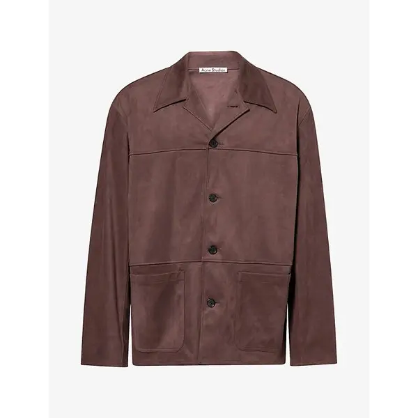 Acne Studios Socho Patch-pocket Faux-suede Shirt - Chocolate Brown