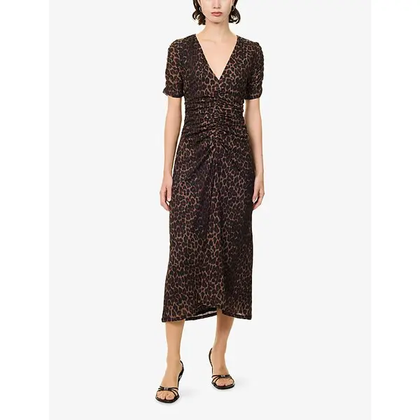 Rails Beacon Animal Print V-neck Midi Dress