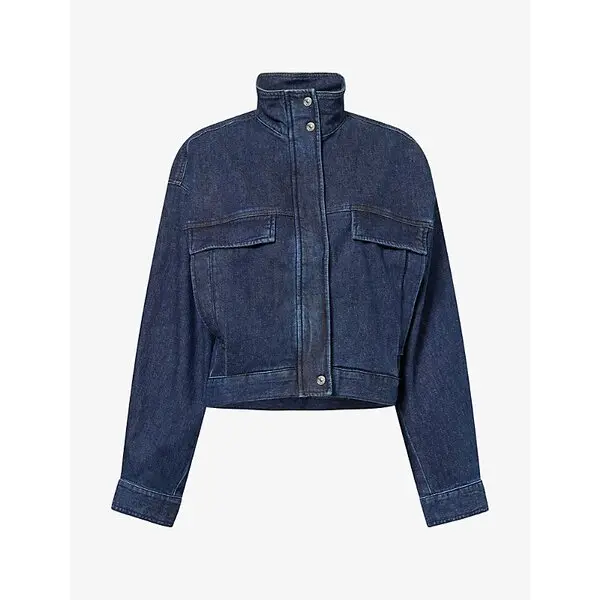Good American Cotton-stretch Denim Bomber Jacket
