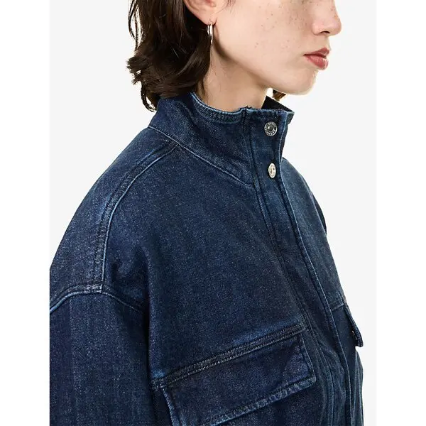 Good American Cotton-stretch Denim Bomber Jacket
