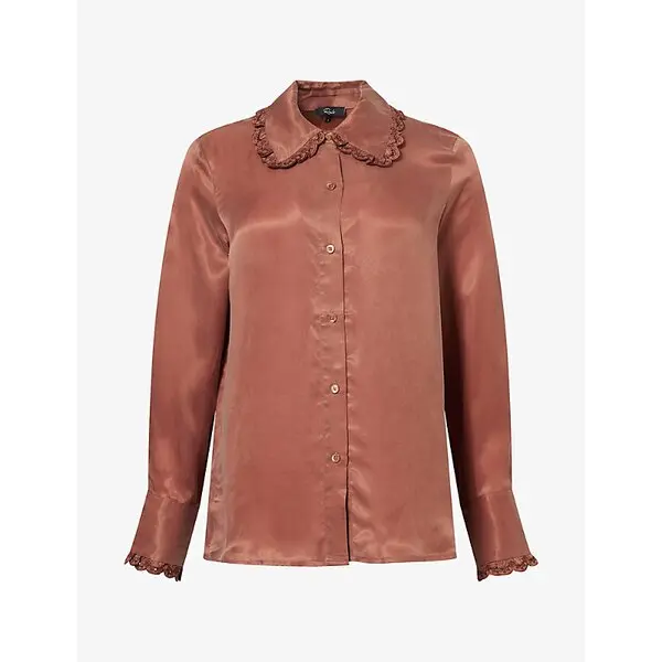 Rails Beatrix Embroidered-trim Woven Shirt - Cinnamon