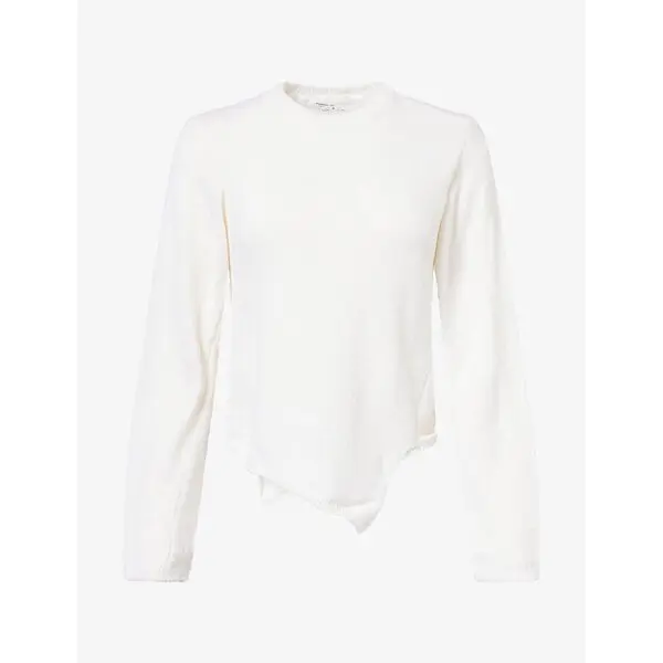 Comme Des Garçons Round-neck Asymmetric Knit Jumper - Off-white