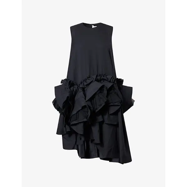Noir Kei Ninomiya Asymmetric Ruffle Wool Mini Dress