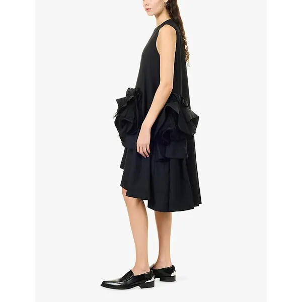 Noir Kei Ninomiya Asymmetric Ruffle Wool Mini Dress