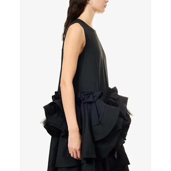 Noir Kei Ninomiya Asymmetric Ruffle Wool Mini Dress