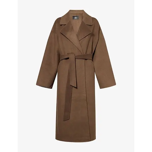 Paige Connery Longline Wool-blend Coat - Mushroom