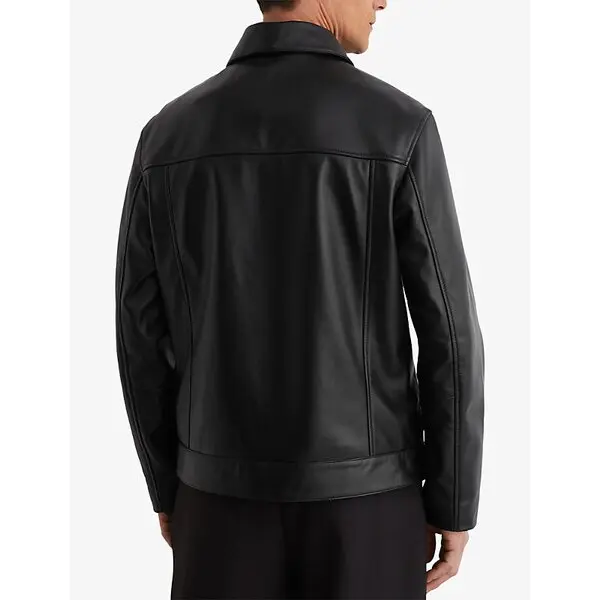 REISS Strader Zip-through Leather Jacket