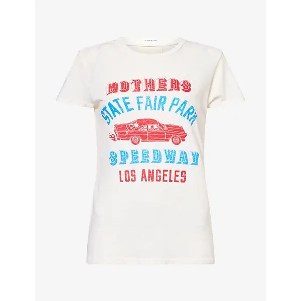 MOTHER The Lil Sinful Graphic-print Cotton And Linen T-shirt - Speedway