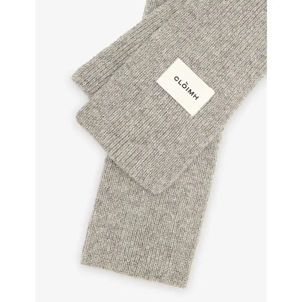 CLOIMH Branded-patch Ribbed Wool Scarf