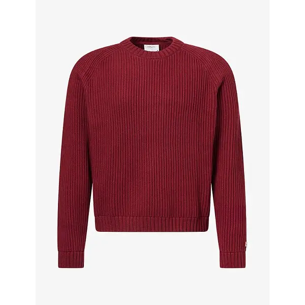 PERCIVAL Fisherman Ribbed Cotton Jumper - Merlot