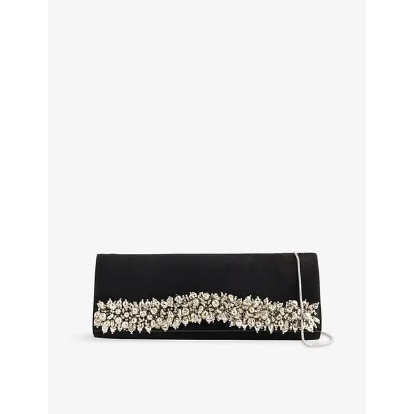 Simkhai River East West Crystal And Suede Clutch - Black